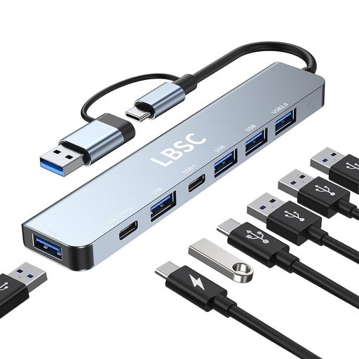 【7ポート拡張・作業効率アップ】Type-Cポート1つで、USB3.0x1、USB2.0x4、Type-Cデータポートx2をまとめて拡張。マウス、キーボード、USBメモリ、外付けHDD、プリンターなど複数の周辺機器を同時に接続できます。 【...