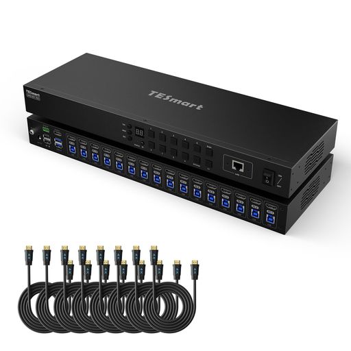 【16x1HDMIKVMスイッチ4K@60Hz】この16ポートKVM切替器は、1セットのマウス、キーボードおよびモニターで16台のコンピューターを操作できます。スペースとコストを節約し、ラックイヤーが付き、19標准サイズを采用して高さ1Uの...