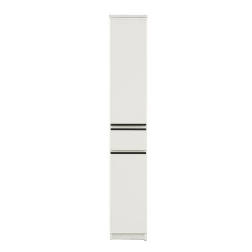 材質:ポリエステル化粧板(艶有) サイズ:幅30x奥行44x高さ180(cm) 重量:28(kg) 可動棚付 アルミ取っ手