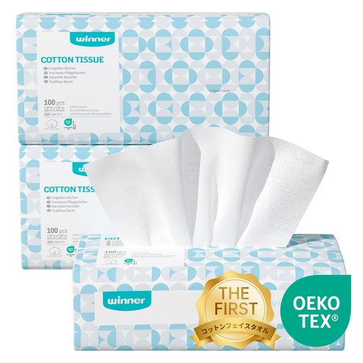 100%コットン、天然成分、OEKO-TEX認証持ち、臭いなし;使い捨て、刺激性なし 敏感肌にも安心の柔らかさと抜群の清浄力、一度使えば手放せない~全棉の優しさを感じてください。 【柔らかい触感】サイズ:20x20cm、内容量:100枚入x...