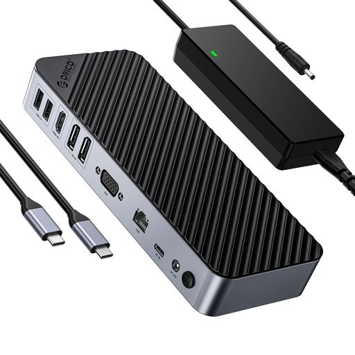 20IN1USBドッキングステーション:HDMIx1/DPx2/VGAx1、USB-C3.2GEN2x2、USB-A3.0x3/2.0x3、オーディオジャックx3、SD/TFカードスロット、90WDC入力、60WPD出力、ギガビットイーサネ...