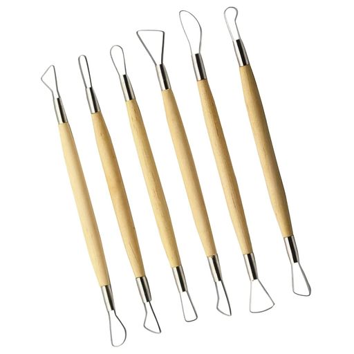 【製品内容】陶芸道具5点セット。長さ:約18~20cm。重量:56g。材質:木製ハンドル、ステンレス頭部。 【実木ハンドル】実木ハンドルを細かく選んで、錆びにくく、心のままに把握して、より快適に彫刻することができます。 【多様な造形】6本1...