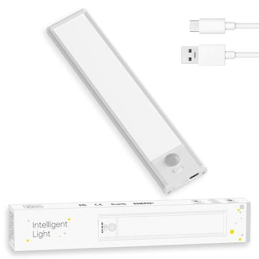 フットライト 【製品仕様】●商品名:LUTW人感センサーライト ● 電源:5V/1A ● 使用光源:LED*34枚 ● 本体寸法:(約)長さ200x幅40x高さ10mm ● 質量:約92g ● 充電時間:2.3時間 【人体感知モード】人感セ...
