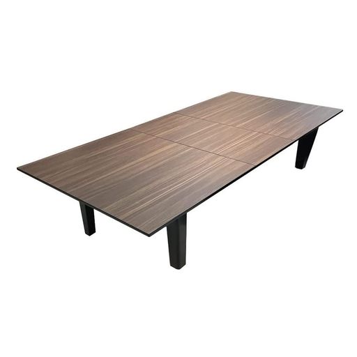 サイズ:幅140/180cmx奥行85cmx高さ34cm(伸長式) 天板厚み:3cmアジャスター付き(1cm調整可) 素材:メラミン国産天板・木製脚(黒にほぼ近いブラウン色) 組み立て品:テーブル簡易組み立て品(脚のみ取り付け) 生産:天板...