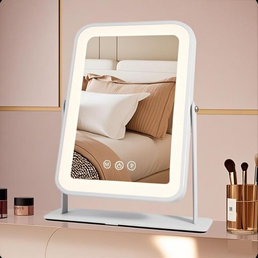 【高輝度女優ミラー】立体的な高輝度LEDライトを搭載された女優鏡です。天候や場所の影響を受けずに、しっかりした明るさでメイクアップし、ハリウッドスターの気分で毎日を楽しめます。上半身を確認できるサイズで、スキンケアやヘアスタイル、服装の雰囲...