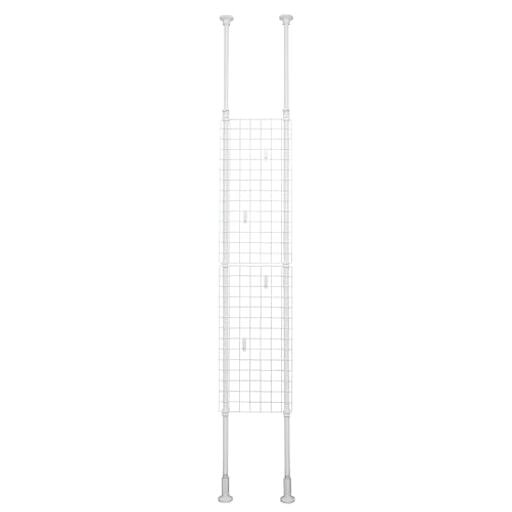 サイズ:幅35x高200~275x奥行7cm 耐荷重:20kg(ネット1枚当り 10kg) 特徴:強力バネとジャッキでしっかりと圧着固定 道具不要で簡単に室内を間仕切れ 商品重量:3.4kg