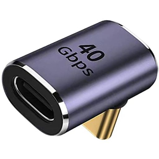 【L字USB Type C 変換アダプタ】90度直角設計で、人間工学に基づいたケーブルの抜き差しが便利になります、スペースを確保するだけでなく、また、ケーブルの折り曲げ及び断線を有効的に防止できます。 【40Gbps高速伝送&amp;8K@...