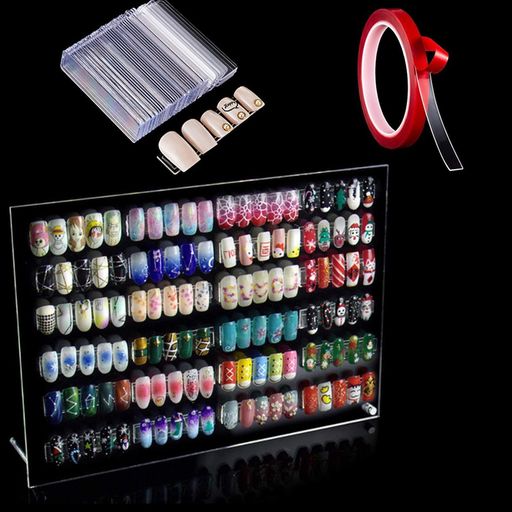 ❤【実用的なセット】:50個の透明ネイルスタンドホルダーと1ロール3メートルの長さの両面テープを備えた1個のアクリルネイルディスプレイボードが含まれており、毎日のディスプレイニーズを満たすことができます。 ❤【高品質】:ネイルスタンドは透明...