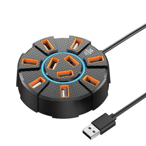【7/10ポートUSB 2.0ハブ】USBメモリ、キーボード、マウス、ハードドライブ、プリンターなど、最大7/10台のデバイスが同時接続できます。複数の周辺機器をスムーズに管理し、作業効率を向上します。 【120cm延長ケーブル搭載】4.5...