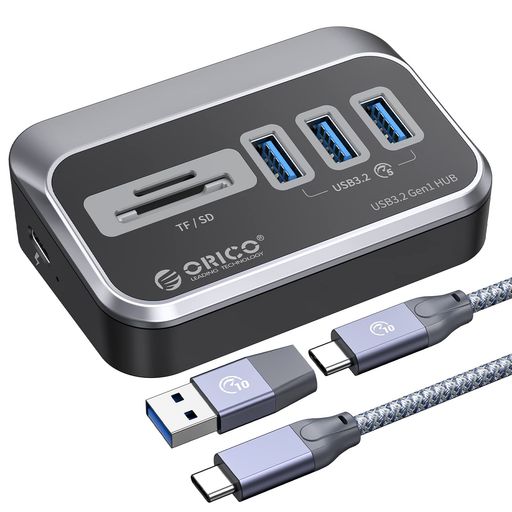 【USB ハブ5ポート拡張】このUSBハブはSD/microSDカードリーダースロットと3つのUSB3.0ポートがあります。キーボード、マウス、USBメモリ、HDDなどの他のUSB-A周辺機器に簡単に接続することが可能です。MicroSD/...