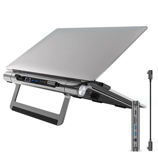 【USBハブを搭載したPCスタンド】:強力な8-in-1USBCハブアダプターとドッキングスタンドノートPCスタンドを組み合わせデザインにより、デスク上の配線の減少があり、生産性の向上に役立つ、より効率的できちんとしたワークスペースが作成さ...