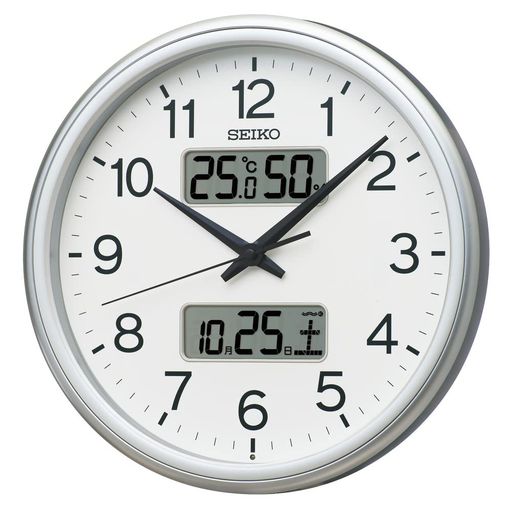 付属品:電池(単3アルカリx2個) 電波修正機能(40kHz/60kHz自動選局・受信OFF機能つき) フルオートカレンダー、電池切れ予告機能(秒針停止/液晶) 温度・湿度表示 温度測定範囲:-9.9°C~49.9°C 測定精度:プラスマイ...