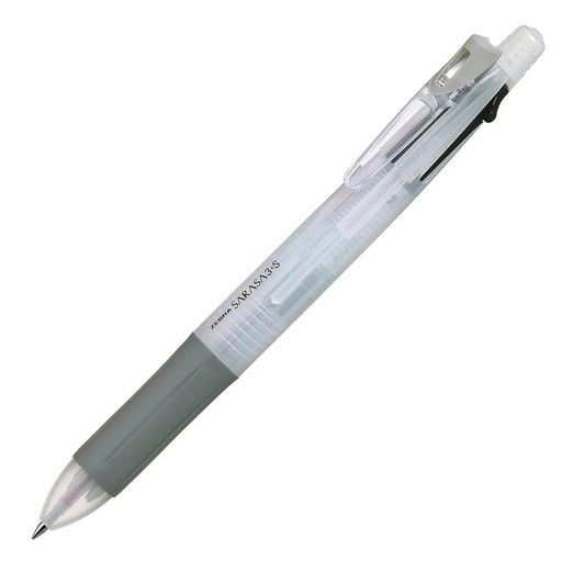 全長153.0mm 3色ジェルボールペン(黒・赤・青)+シャープペン 線幅:ボール径0.5mm/シャープ芯0.5mm 水性顔料 本体重量:17.0g ボールペン替芯:JK-0.5芯