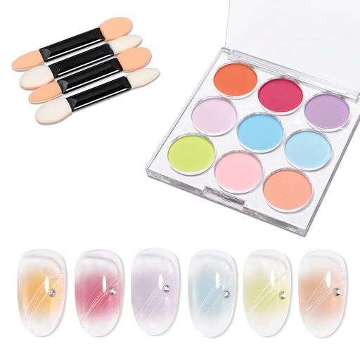 【グラデーションパウダー】スポンジチップを使って、擦りつけるだけでグラデーションができます。発色が良く美しいグラデーションネイルが仕上がり、作業効率もアップしますのはスペシャルことろです。アイシャドウタイプで、傾けてもこぼれません、保管も持...