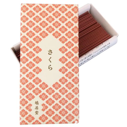 リラクゼーション 線香さくら 桜の花を想わせる、ほのかに甘い香りの線香です。白檀などの天然香料に、花の香水を加えて調香しました。 バラ詰め75g長さ14.0cm 外箱:縦15.5cmx横7.5cmx高さ2.5cm