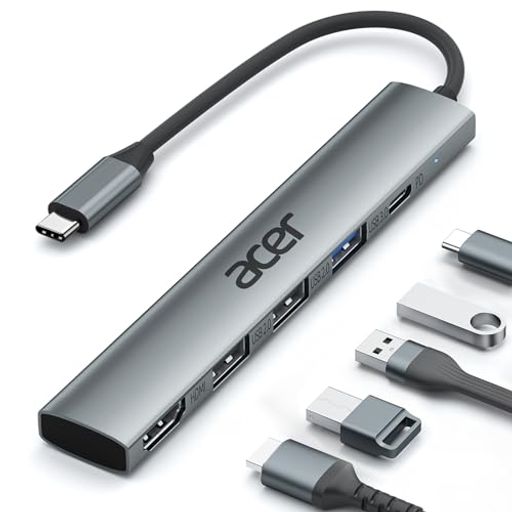 【5-in-1 多機能 USB C ハブ】Acer 5-in-1 USB Cアダプターは、4K@30Hz HDMIポート、100W PD充電ポート、USB 3.0ポート、USB 2.0ポート2つを搭載し、接続性を高めます。自宅、オフィス、外...