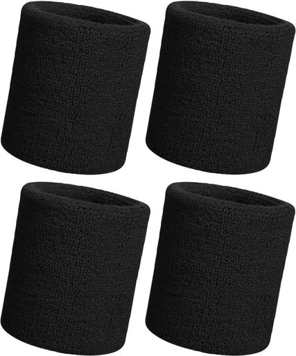 【商品説明】無地でシンプルなリストバンド4個セットです。サイズ(平置き):幅8cmx長さ10cm(フリーサイズ)。適度な厚み、男女兼用。 【素材】綿素材を使用。伸縮性に優れていて、熱を発散させやすいです。汗を吸収し、変形しにくく、長く使える...