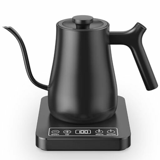 ☕【1°C単位で温度設定&amp;最高のケトル】1°C刻みで40〜100°C究極の温度制御を実現した電気ケトルです。温度範囲は40°C~100°C(104°F~212°F)で、ノブを回して温度調節が可能。好みに合わせた最適なコーヒーが淹れら...