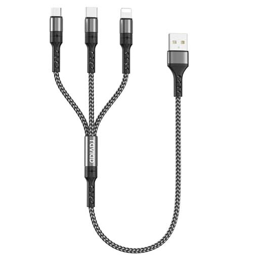 【1本3役】RAVIAD 3in1 充電ケーブルは iPhone、Type-CとMicro USBの3つのポートを兼ね備えています、1本のケーブルで3つの異なる要求に対応します、3台のデバイスが同時に充電できます。自宅、オフィス、車内等色々...
