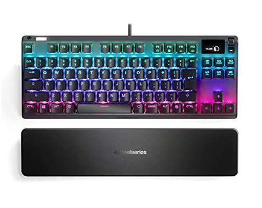 SteelSeriesのゲーミングキーボードApex 7 TKLはテンキーレスで有機ELスマートディスプレイを搭載し、一体型コマンドセンターに設定の調整、プロファイルの変更、およびオンザフライのアップデートの表示に関する重要な情報がTabを...