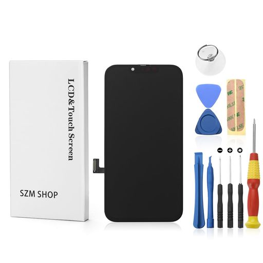 iPhone13タッチパネル(フロントガラスデジタイザ)交換修理部品使用表示トラブル、故障したピクセル、LCDスクリーン割れ、配色のトラブル、スクリーンの破損等のトラブル修復用 LCD液晶スクリーンとタッチパネル(タッチスクリーンデジタイザ...