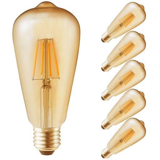 星(塗り潰し)【高級な材料】–この6WLEDエジソン電球は高品質のLEDフィラメントとクリガラスで作られています。設計寿命は約20000時間で、1日10時間以上のご利用できます。 星(塗り潰し)【人気の電球】–アンティーク风、クラシックレト...