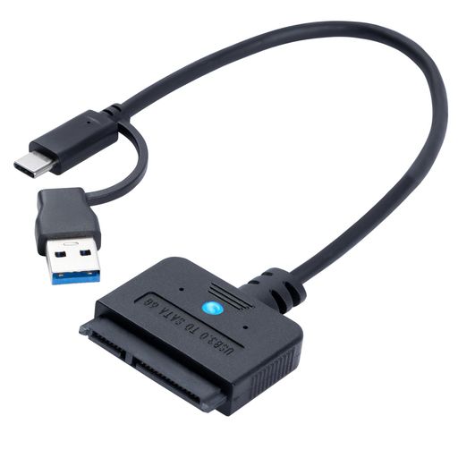 【汎用互換性】SATA-USB アダプタケーブルにより、SATA ハードディスクと USB ポートを接続し、データ転送やストレージへのアクセスが可能になります 【USB-A/C 2-IN-1 デザイン】USB-A ポート(USB 3.0 対...