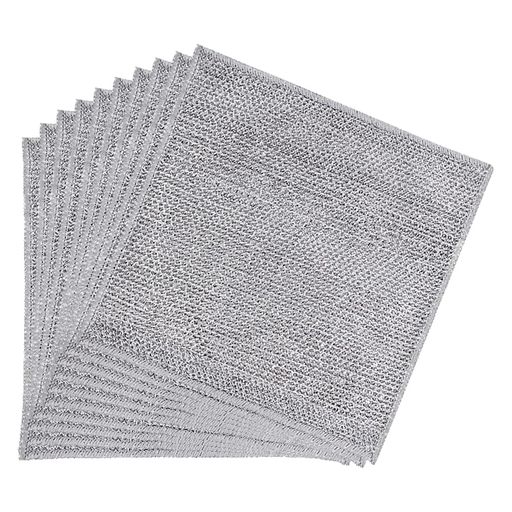 【製品仕様】食器洗いタオル:10枚セット、サイズ:約20x20cm。シルバーカラーがスタイリッシュで、使い勝手も抜群です。 【優しく洗浄】強力な洗浄力と柔軟性を兼ね備えたワイヤーディッシュクロスは、表面の微細メッシュが汚れを絡め取りながら、...