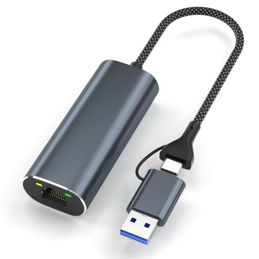 【2-IN-1 2.5Gbps 有線lanアダプター】2-IN-1 USB lanイーサネットアダプター、USB Type C/Type Aポートと2500Mbpsネットワークの接続に対応しており、パソコン、タブレットに1000Mbps帯域...