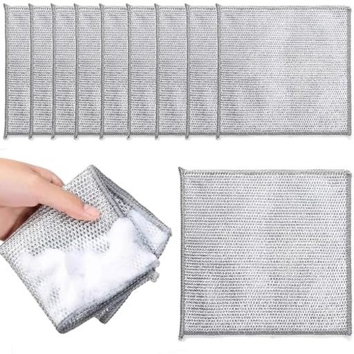 【商品仕様】数量:ワイヤー食器洗いタオル*10枚、サイズ:20*20cm、カラー:シルバー。 【材質】高密度金属銀糸と環境保護繊維の混紡技術を用いて製造し、隙間に深く入り込んで油汚れ、水垢、焦げなどの頑固な汚れを簡単に崩壊させる。 【表面を...