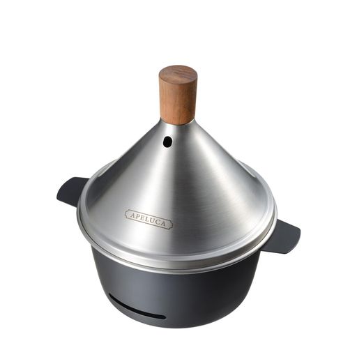 サイズ:全長23x幅18x高さ22cm 重量:約830g 材質:本体/鋼板(シリコン樹脂塗装)、蓋、内蓋、網/ステンレス鋼(クロム18%、ニッケル8%)、チップ皿/ステンレス鋼(クロム18%)、つまみ/ウォールナット(天然オイル塗り) 付属...