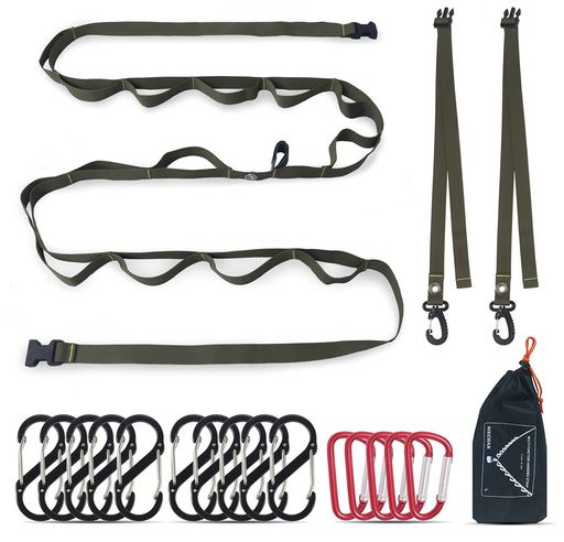 4WAYハンギングチェーン:キャンプサイトで、小物などを吊り下げ、オシャレに整頓できるネビュラチェーンです。延長ベルトを使用することで、ドームテントの前にテントが張れる。ガイロープとして、両端にはバックルが付いているので、長さを自由に調節可...