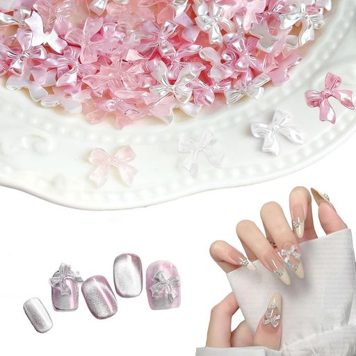 🎀【豊富なセット内容】 透明、ピンク、白、ラベンダーピンクの可愛いカラーが揃った、約60個セットのリボンネイルパーツです。 🎀【軽量で使いやすい材質】 高品質のレジン(樹脂)製で、軽くてネイルへの負担が少なく...