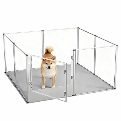 インドア 【おしゃれなクリアパネル】高品質なアクリルパネルを採用しているため、かわいい姿をどの角度からでも見守れます。また、透明素材なので部屋の雰囲気を邪魔しないため、どんなインテリアにもなじみやすいです 【安全性の高いペットサークル】隙間...