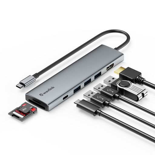 【7-IN-1USB-Cミニドッキング】PD充電ポート、HDMIポート、3 * USB 3.0ポート、1つのSDカードと1つのMICRO-SDカードリーダーを備えた7-IN-1USB-Cマルチポートハブ。 プラグアンドプレイ.USB Cラッ...