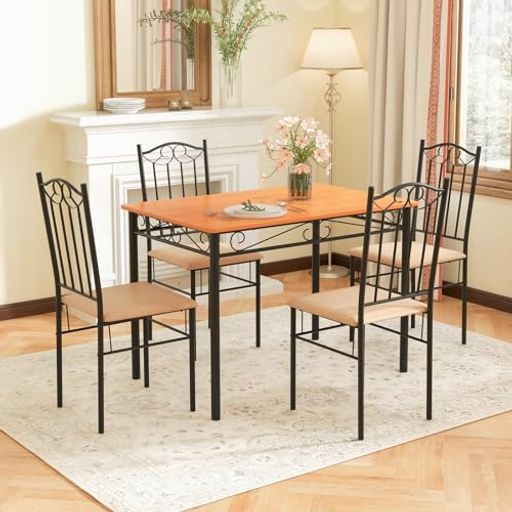 【カラー】ナチュラル木目調&amp;ブラック【材質】スチールパイプ、MDF、ベルベット、スポンジ 【サイズ】各チェア:約幅41x奥行き47x高さ94cm;テーブル:約幅107x奥行き70x高さ76cm【本体重量】約26.5kg【耐荷重】(テ...
