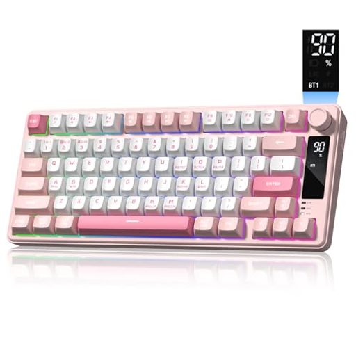 マルチデバイス対応のトリプルモード接続–WomierDK75ライトアップキーボードは、Bluetooth5.0、2.4GHzワイヤレス、USB有線モードを含む3つの接続モードを提供しており、さまざまなシーンに合わせて柔軟に切り替えることがで...