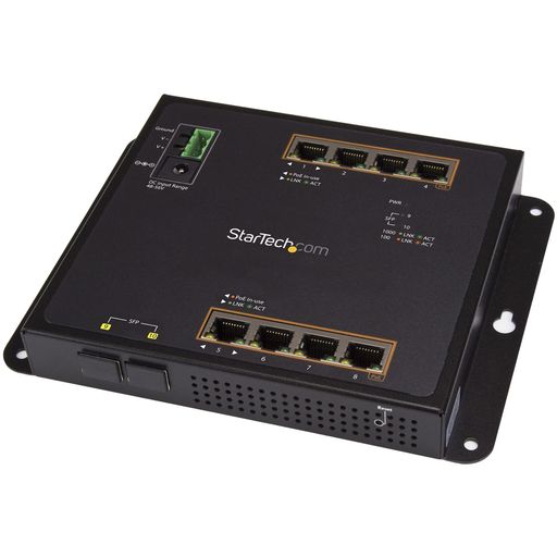 イーサネット給電:2口のSFPポート搭載の産業用8ポートギガビットPoE+スイッチ。各PoEポート最大30Wに対応(総電力容量200W)、カテゴリ5e以上のケーブルでカメラやセンサーに給電 フラット設計:設置と保守がしやすいフロントアクセス...