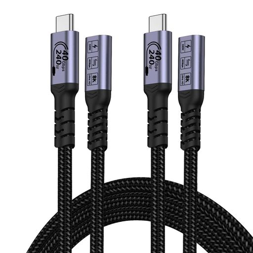 [240 W/5 A急速充電]:SUMPPK USB C延長ケーブルは240 W/48 V/5 Aまでの充電速度を提供し、携帯電話、ノートパソコン、タブレット、パソコン、携帯電話、ビデオゲーム機をフル充電できる [40 Gbpsデータ転送]...