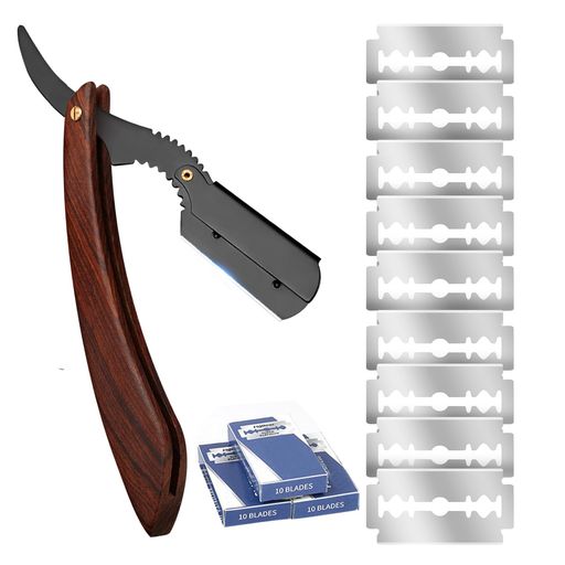 【パーフェクト手動剃刀】単純な古典的なまっすぐな刃かみそり構造、きれいなかみそりと変化刃に簡単な構造。使いやすいカミソリ、快適で強力なグリップ、手作り、最高のパフォーマンス折りたたみ可能なデザインにより、この製品はより安全で省スペースになり...