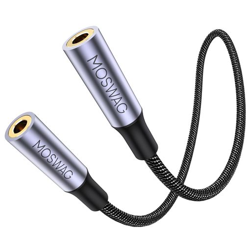 【3.5メス延長コード】MOSWAG 3.5メス-メスオーディオ延長ケーブルは、2つの3.5mmメスオーディオコネクタを持ち、両端は3.5mmオス-オスオーディオケーブルに適合させることができ、自由に音楽を聴くことができます。 【優れた音質...