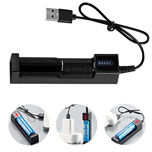 商品内容:充電器+USB充電ケーブル、材質:ABS+アルミニウム。 幅広いバッテリーサイズに対応:この充電器は、10440 14500 16340 16650 14650 18350 18500 18650シリーズのバッテリーの充電に対応し...