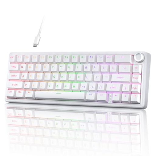 68 キーコンパクトレイアウト &amp; 音量ノブ搭載|省スペースな 60% デザインでデスクスペースを有効活用できます。アルミ製の専用音量ノブは操作がスムーズなだけでなく、3 万回以上の回転耐久試験をクリアし、高い耐久性を実現しています...