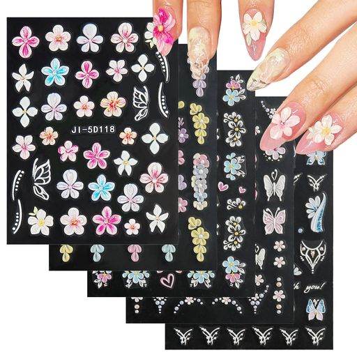 【ネイルシール】かわいい花ネイルシールは、春夏に完璧なネイルデコレーションアクセサリーです。極薄で透け感があり、ネイルを華やかに演出して、女性魅力アップ! 【素材】ネイルステッカー環境に優しい素材で作られて、薄くて軽量で、防水性と耐久性があ...