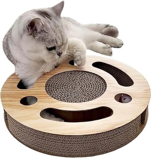 猫の爪とぎ訓練 適度な大きさ:この猫 爪研ぎ,組立不要,直径33cmx高さ5.5cmのコンパクト設計で、スペースを取らずに猫が快適に爪とぎや遊びを楽しめるサイズです。 耐久性のある素材: 猫 爪とぎ,再生可能な高品質高密度段ボールを採用し,...