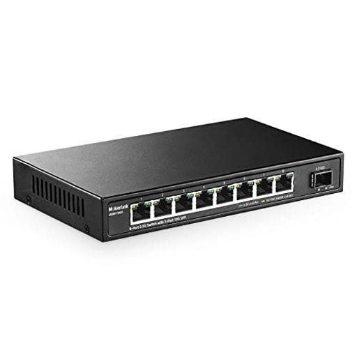 2.5Gポート:ネットワークスイッチには8つの2.5ギガビットイーサネットポートがあり、IEEE802.3bz(2.5G)規格に準拠し、10/100/1000M/2.5G対応対応。10GSFPポート1個(1G/2.5Gモジュールに対応、SF...