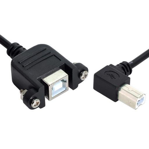 CY USB Type-B オス - メス 延長ケーブル 100cm 直角 90度 ネジ付き パネルマウント プリンター スキャナー ディスク用 角度付きタイプなので、ポート周辺のスペースが限られていてもメスポートに接続できます。 USB ...