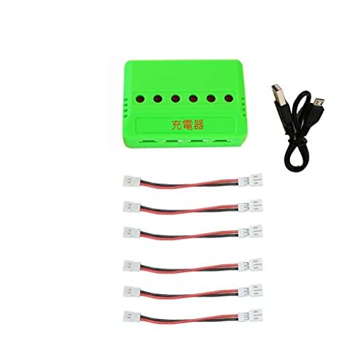 充電器: 同時に 6 個のバッテリーを充電し、RC ヘリコプターに十分な予備バッテリーを持たせることができます。 より多くの飛行時間を楽しむことができます。 充電インジケータ: 赤い LED ライトは、バッテリーが充電中であることを示します...