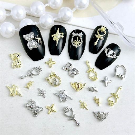 約100PCS、ネイルアート用メタルパーツ、様々な形状、ゴールドとシルバー混合。 3D合金ネイルチャームで、光沢のある合金製、一粒だけでネイルをよりエレガントでおしゃれに飾ります。 種類豊富、クロス、ハート、クマ、ステッキなど、立体的存在感...