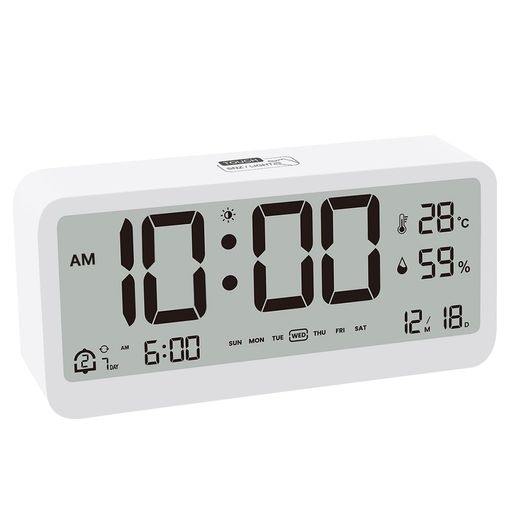 ▄単三電池式の目覚まし時計▄このLCD多機能デジタル目覚まし時計はサイズ‎137mmx35mmx65mm、色:ホワイト、LCDスクリーン、夜間点灯モードある、充電ではない単3乾電池式x2枚の給電タイプです。非電波時計ですので、ご購入前にご注...